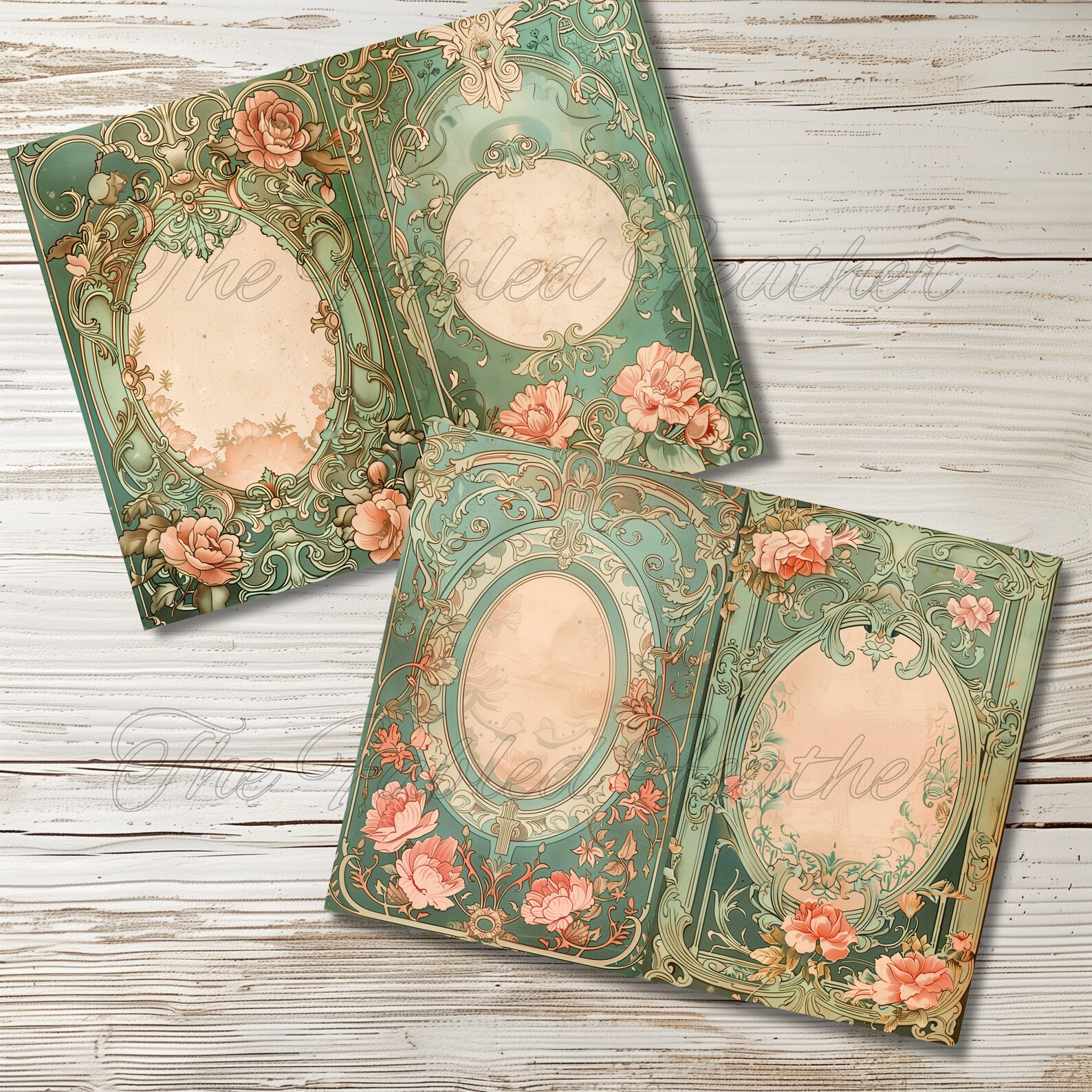Printable Journal Kit Frames - 18 Half Page Images for Scrapbooking ...