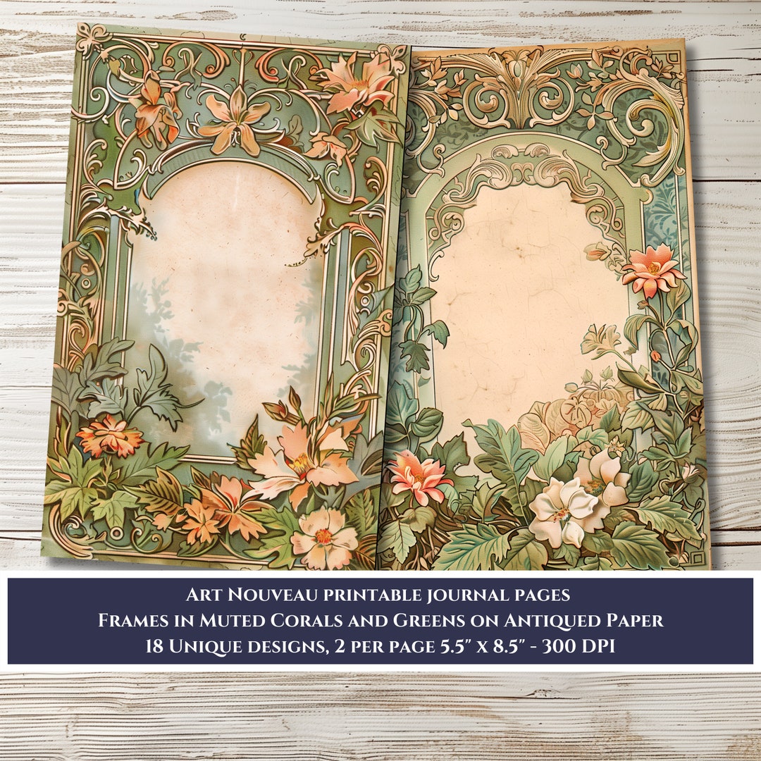 Printable Journal Kit Frames - 18 Half Page Images for Scrapbooking ...