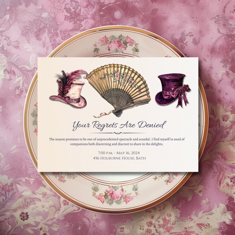 Editable Regency Watch Party Invitation for Fans of Historical Romance ...