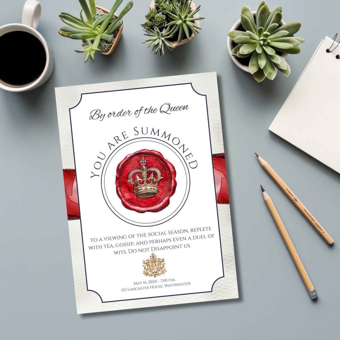 Editable Regency Gossip Night Invitation - by Order of the Queen With ...
