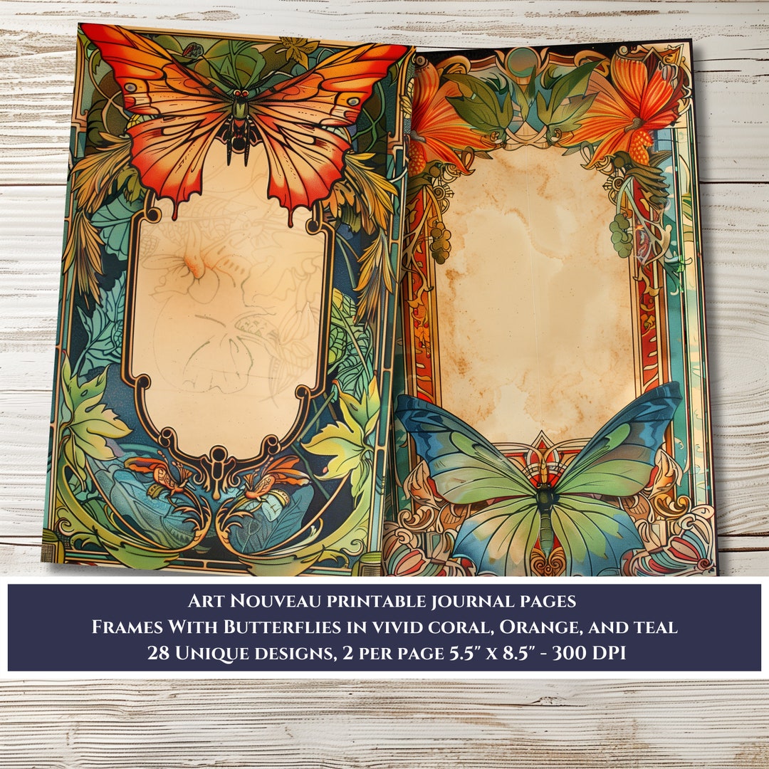 Printable Journal Kit Frames - 28 Half Page Images for Scrapbooking ...
