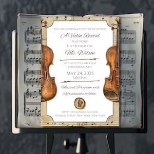 Editable Violin Recital Invitation - for Teachers, Performers, or ...