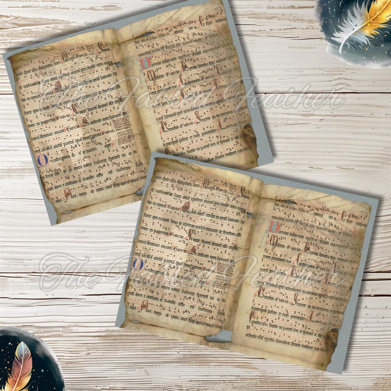 Printable Medieval Music Papers - 12 Half Page Historic Parchments for ...