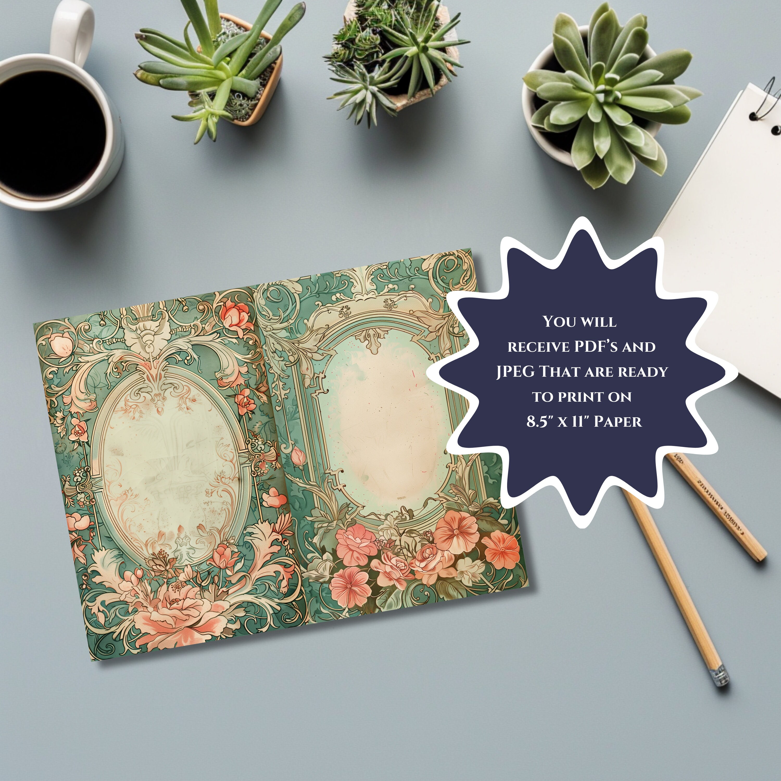 Printable Journal Kit Frames - 18 Half Page Images for Scrapbooking ...