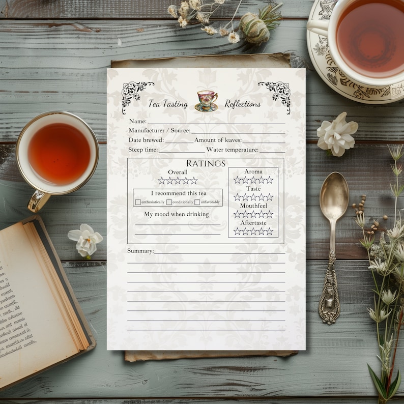Tea Tasting Journal - Editable Template for Tasting Notes and Tasting ...