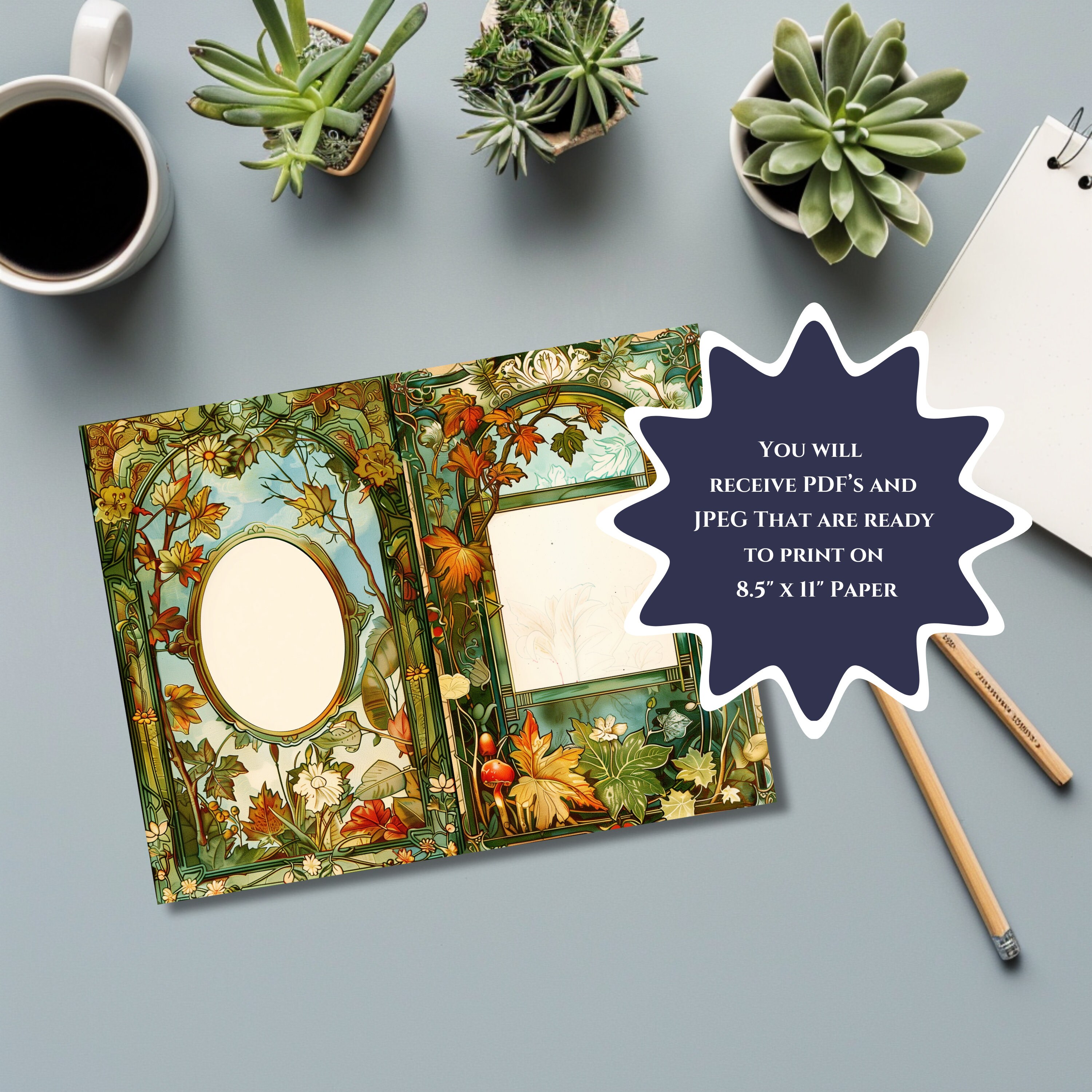 Printable Journal Kit Frames - 18 Half Page Images for Scrapbooking ...