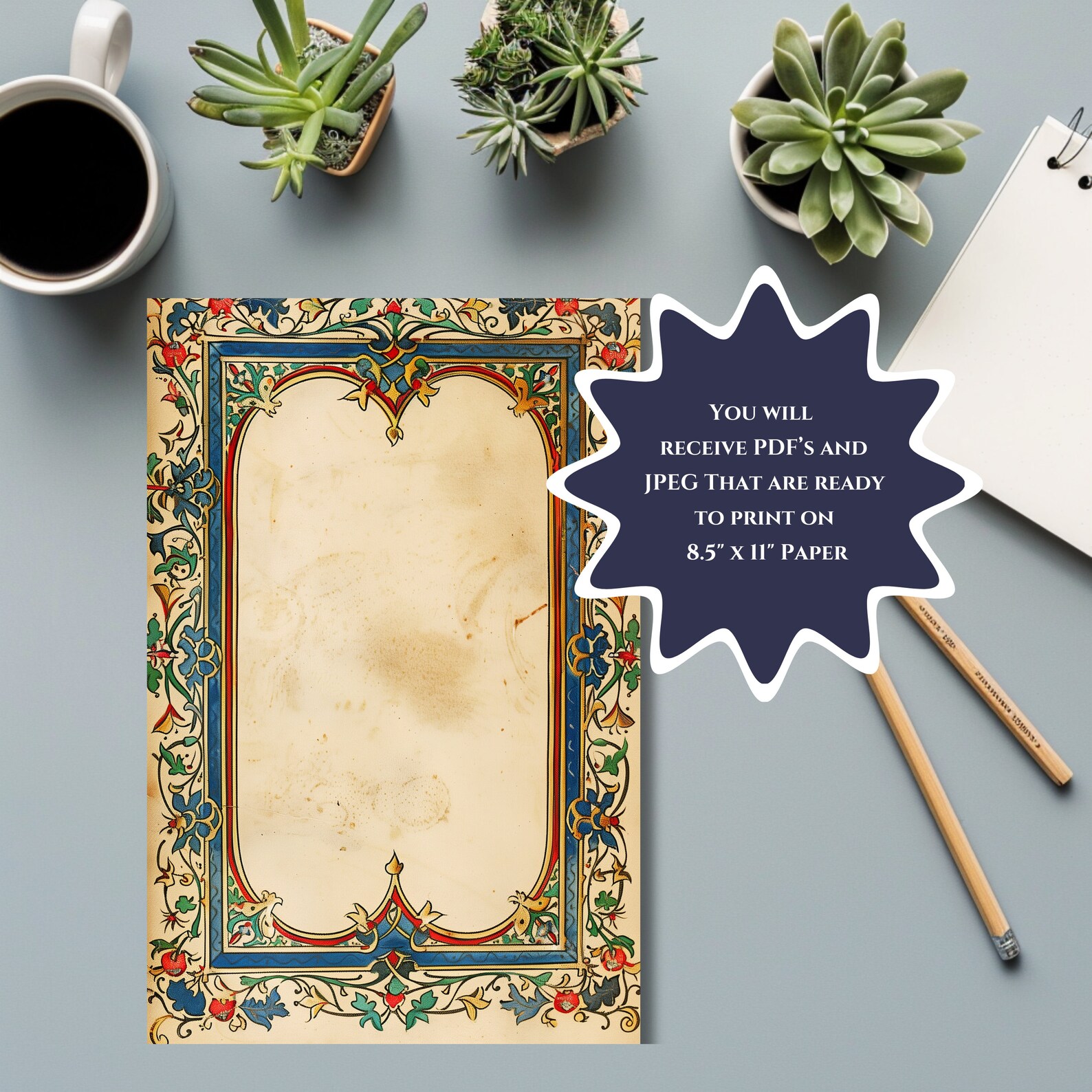 Printable Journal Kit Frames - 20 Half Page Images for Scrapbooking ...