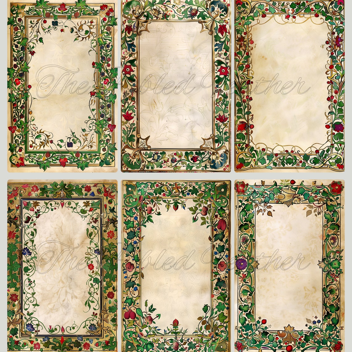 Printable Journal Kit Frames - 20 Half Page Images for Scrapbooking ...