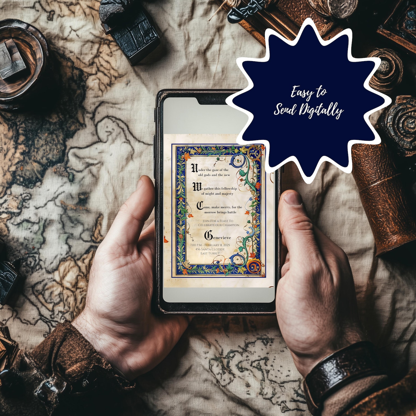 Editable Medieval Feast Party Invitation - Illuminated Manuscript ...