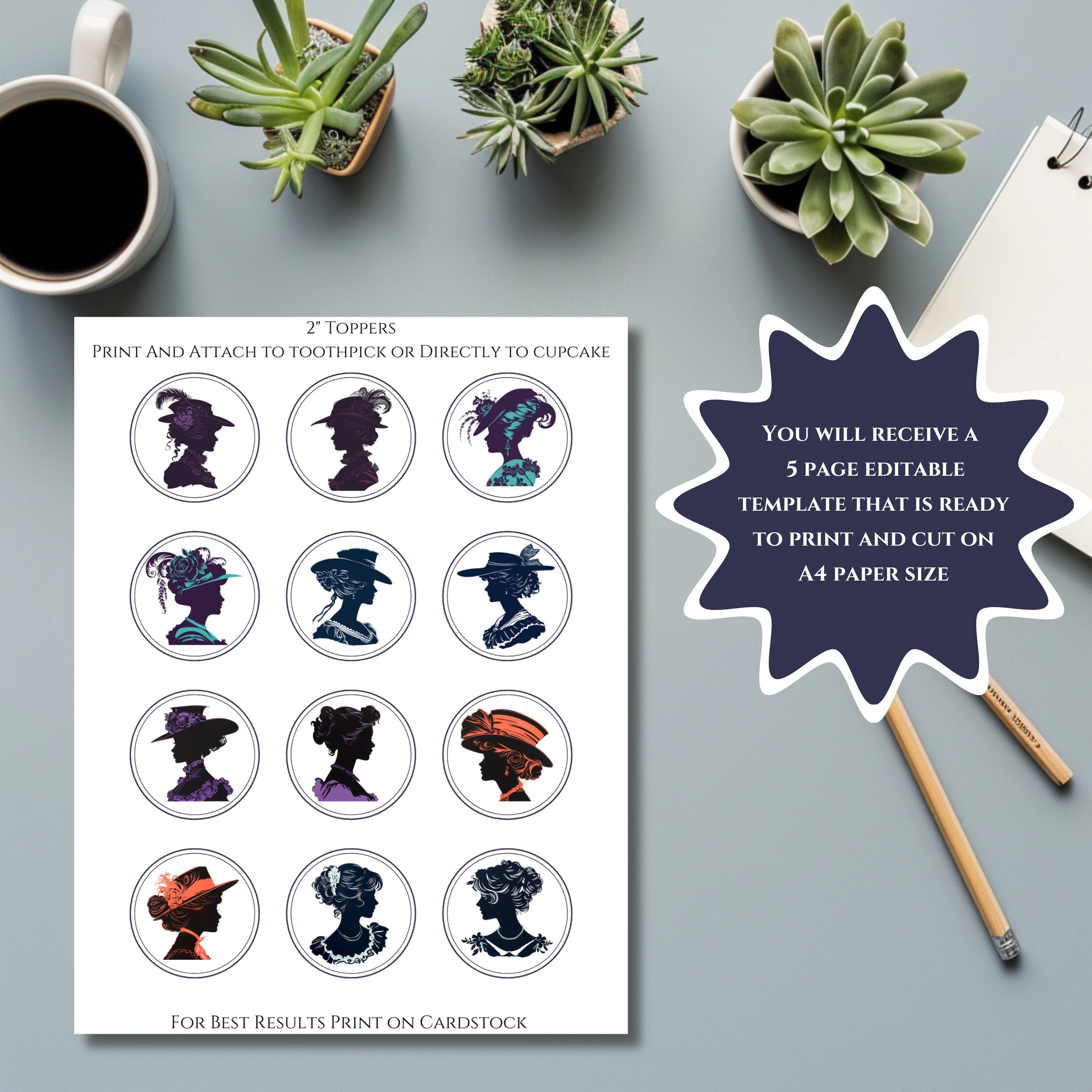 Printable Cake Toppers, Place Cards, Food Labels - 12 Designs With ...