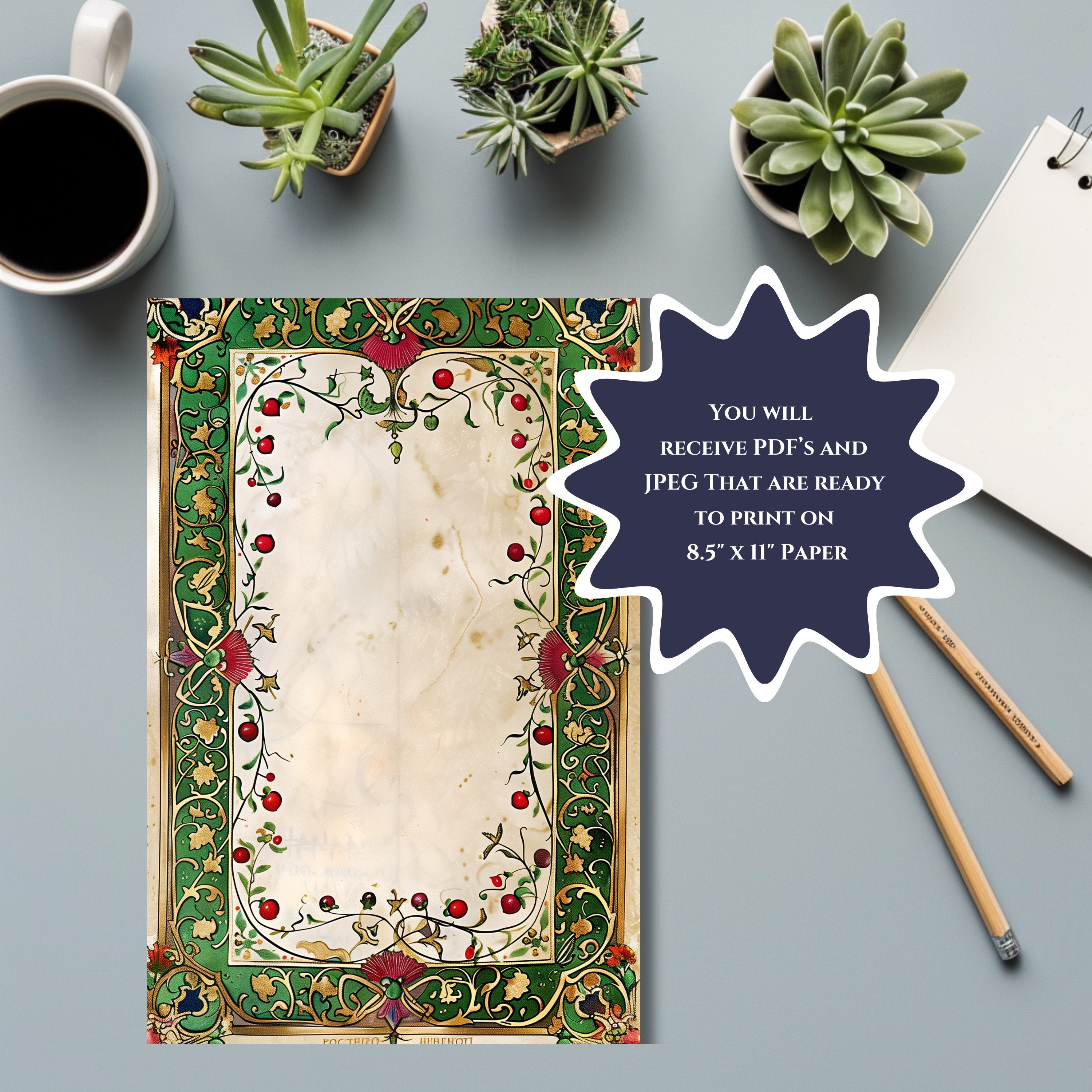Printable Journal Kit Frames - 20 Half Page Images for Scrapbooking ...