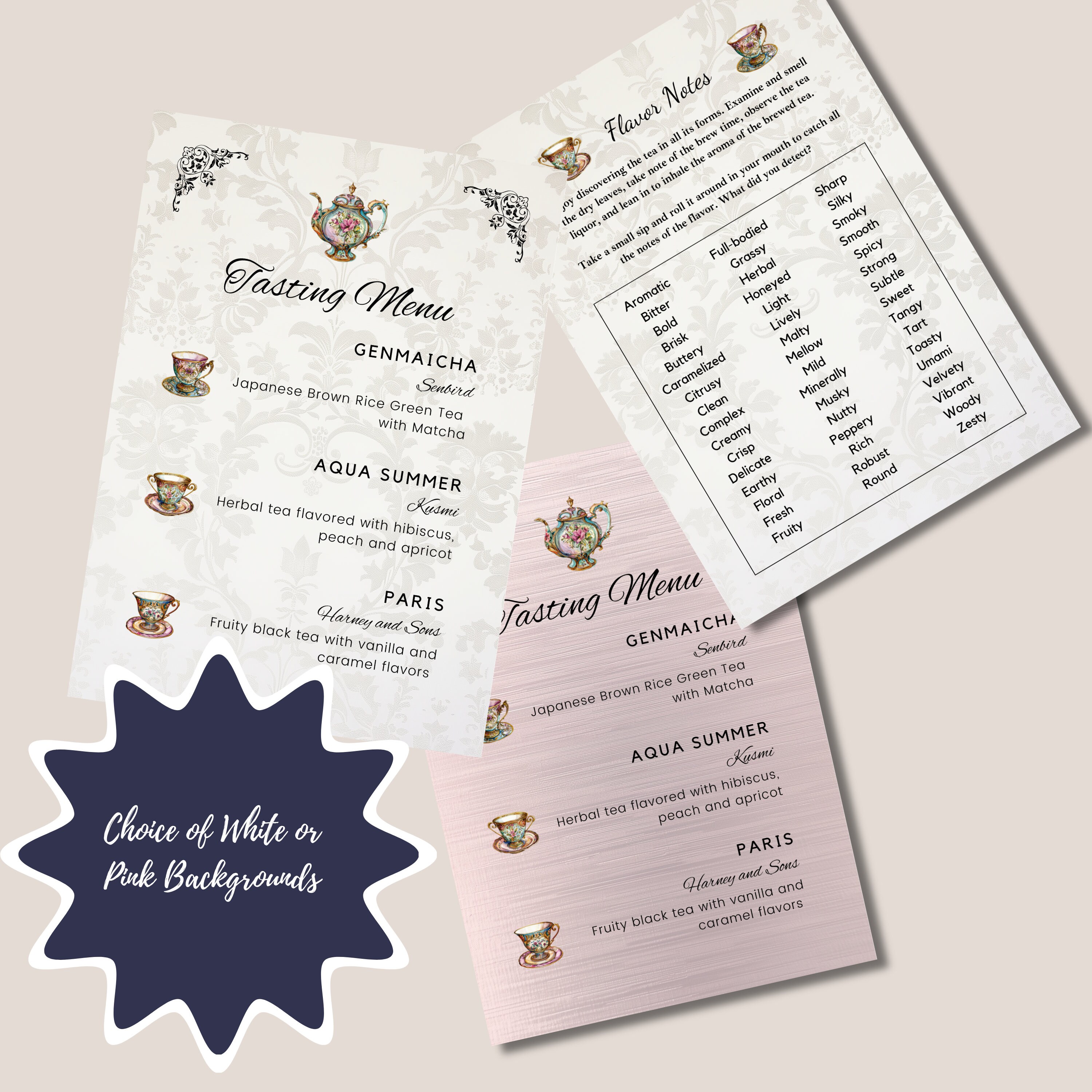 Afternoon Tea Editable Menu - Tasting Menu for High Tea Party With ...