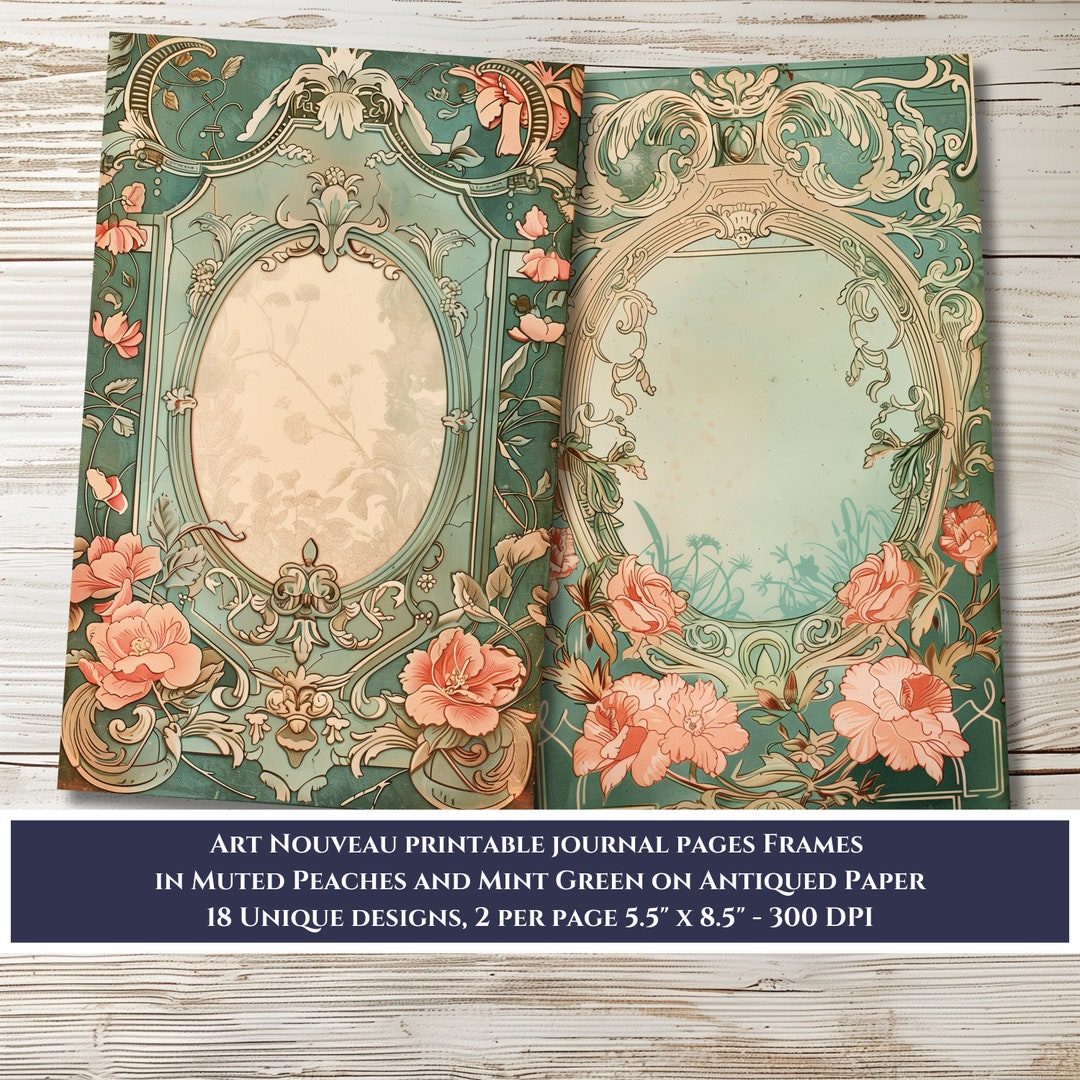 Printable Journal Kit Frames - 18 Half Page Images for Scrapbooking ...