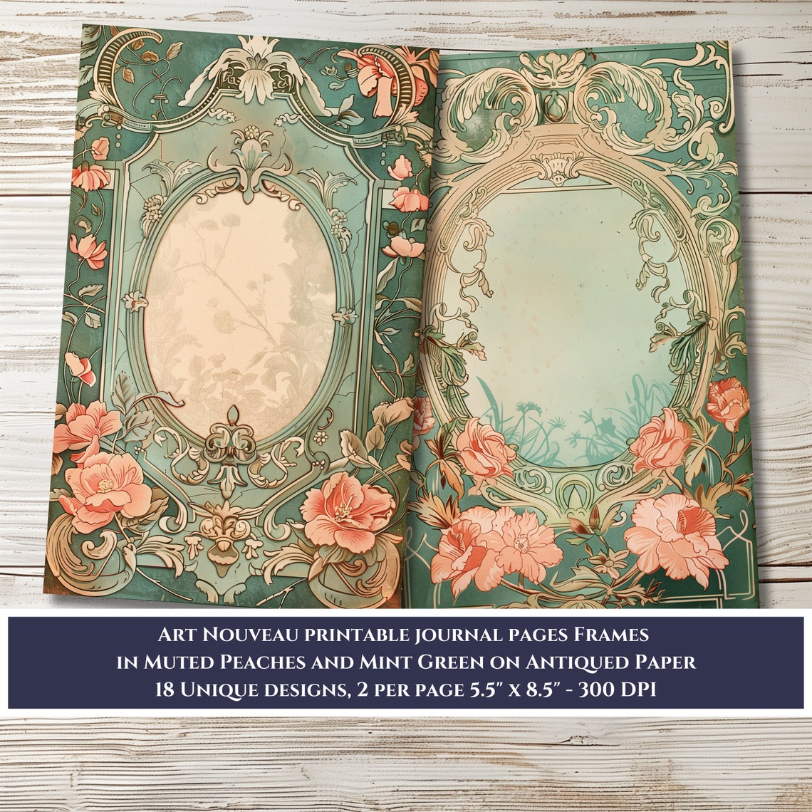 Printable Journal Kit Frames - 18 Half Page Images for Scrapbooking ...