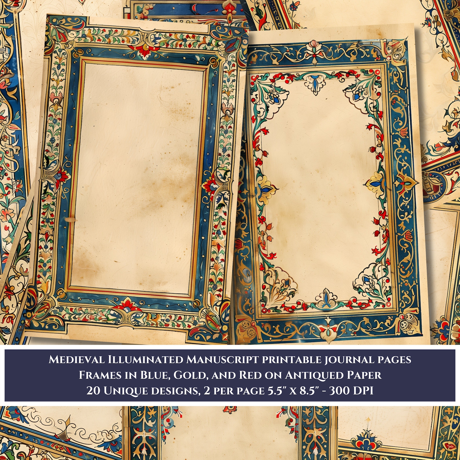 Printable Journal Kit Frames - 20 Half Page Images for Scrapbooking ...