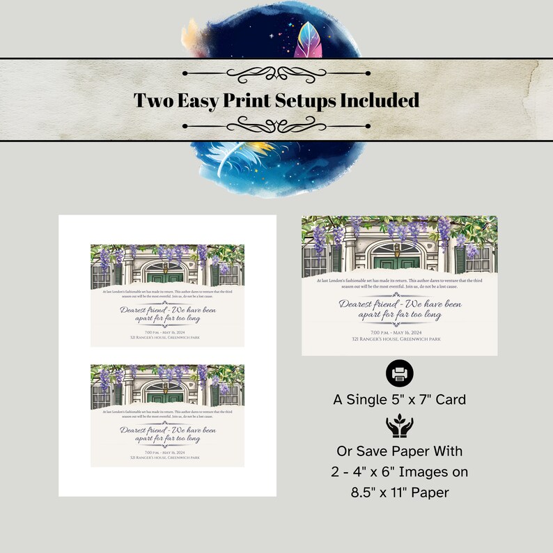 Editable Regency Party Invitation - Wisteria Framing a Georgian Facade ...