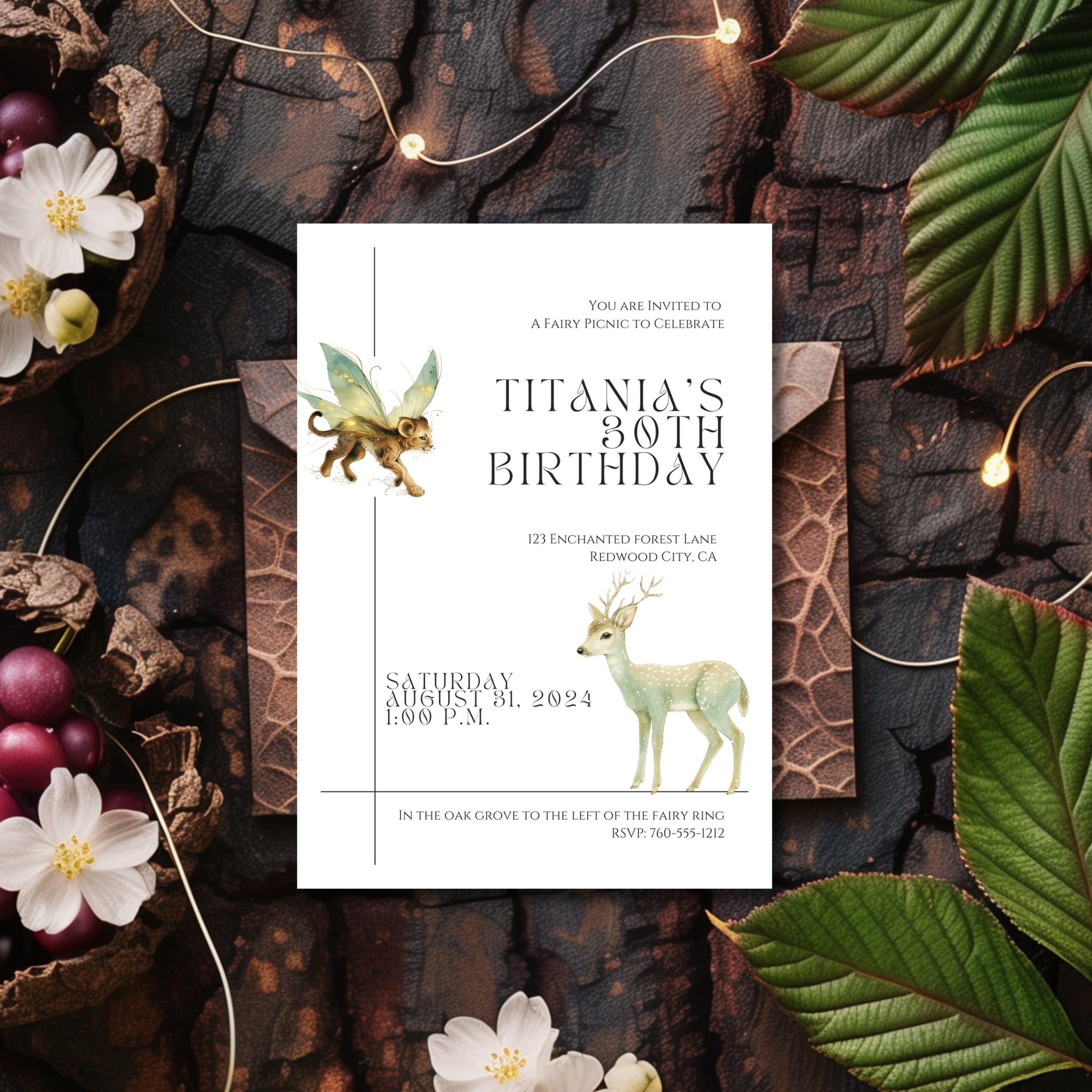 Editable Birthday Party Invitation - Magical Fairy Creatures Picnic ...