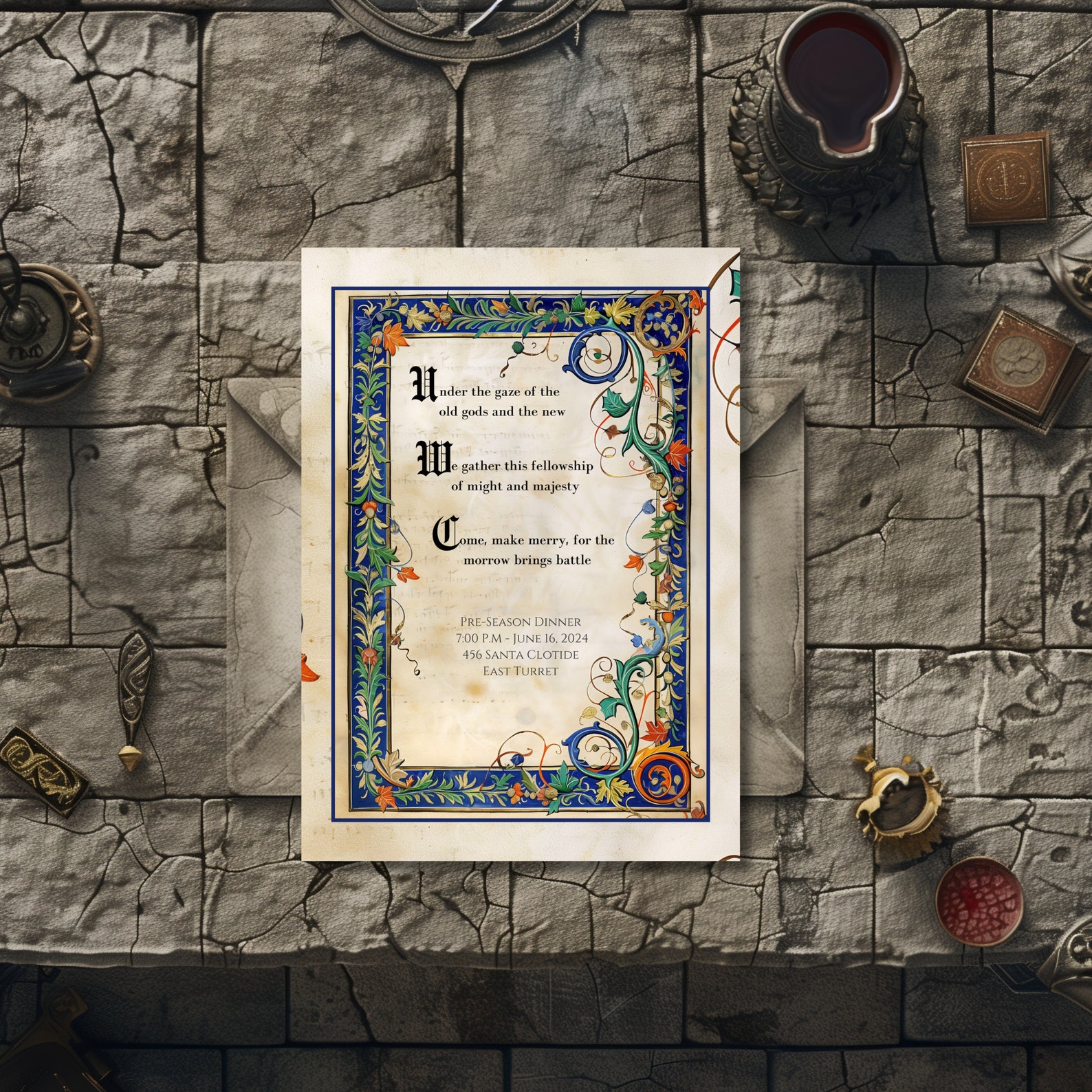 Editable Medieval Feast Party Invitation - Illuminated Manuscript ...