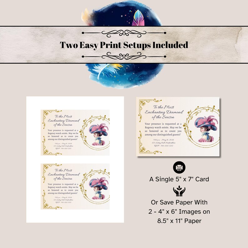 Editable Regency Tea Party Invitation – Vintage Portrait of Lady in a ...