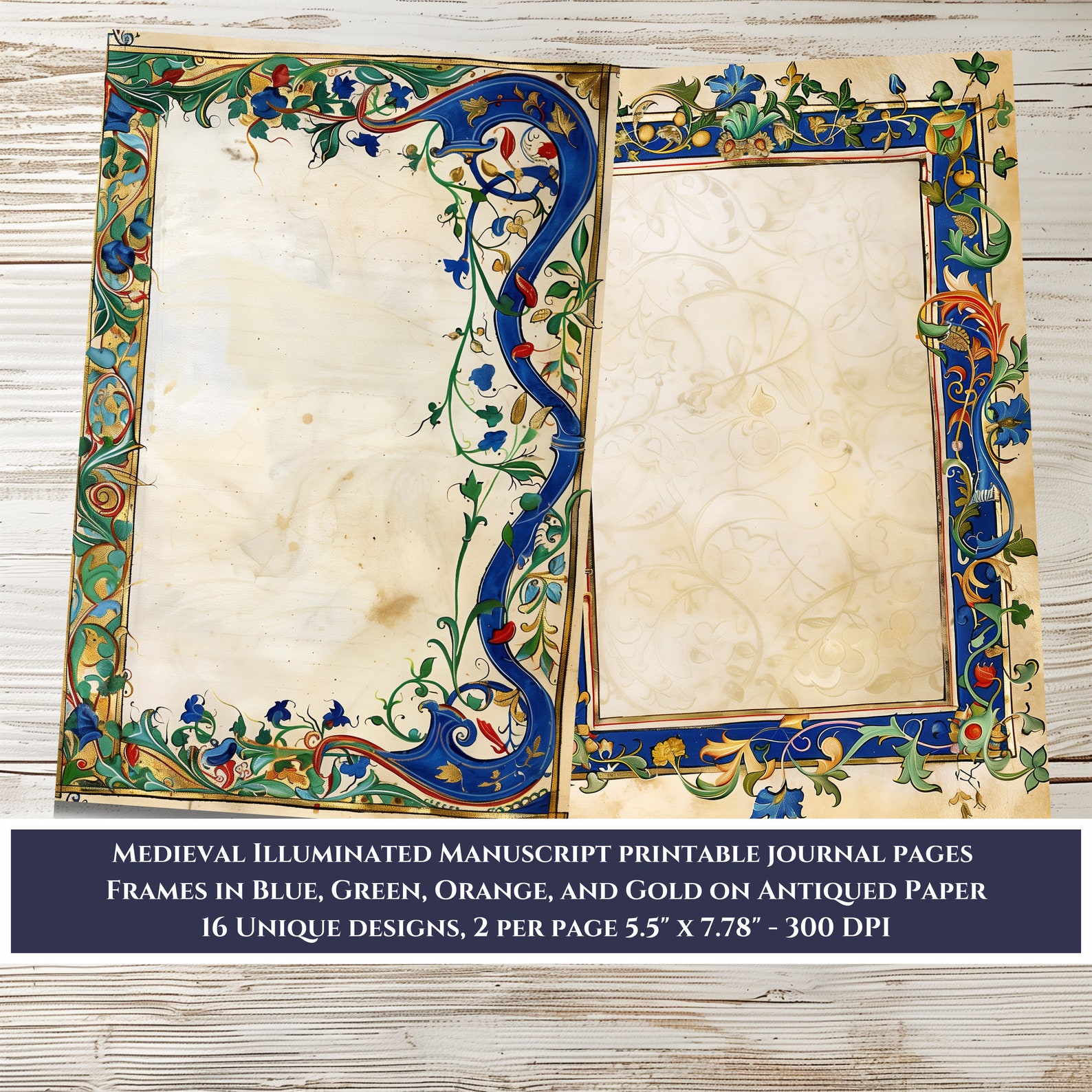Printable Journal Kit Frames - 16 Half Page Images for Scrapbooking ...