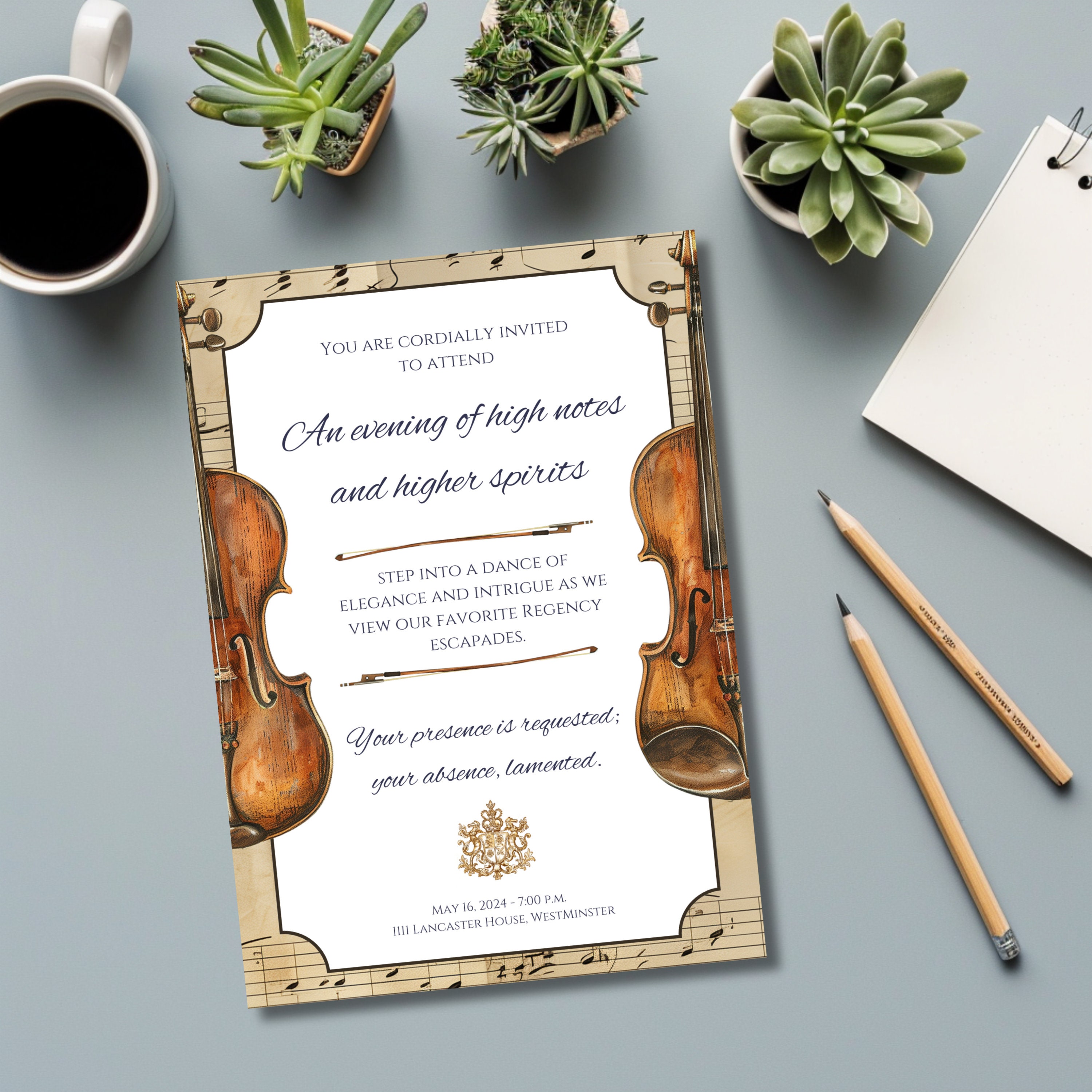 Editable Regency Party Invitation - Musical Evening at the Assembly ...