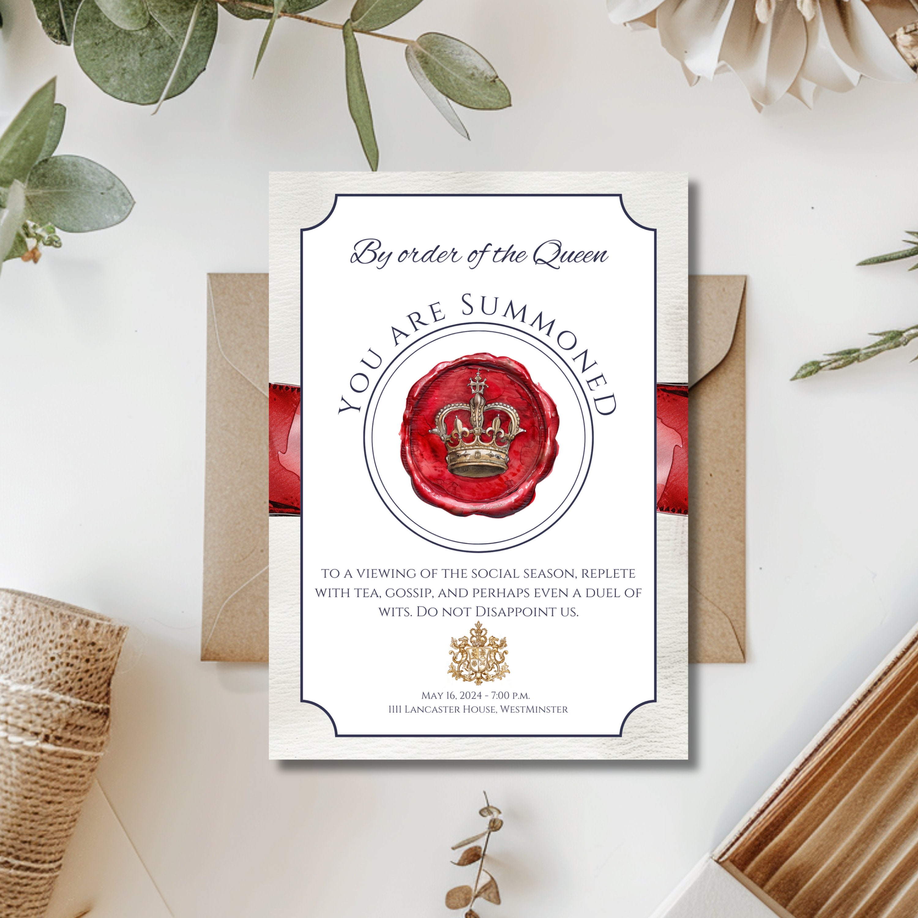 Editable Regency Gossip Night Invitation - by Order of the Queen With ...
