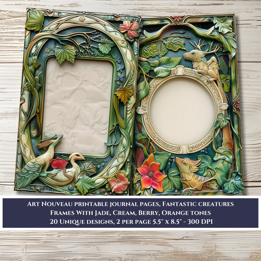 Printable Journal Kit Frames - 20 Half Page Images for Scrapbooking ...