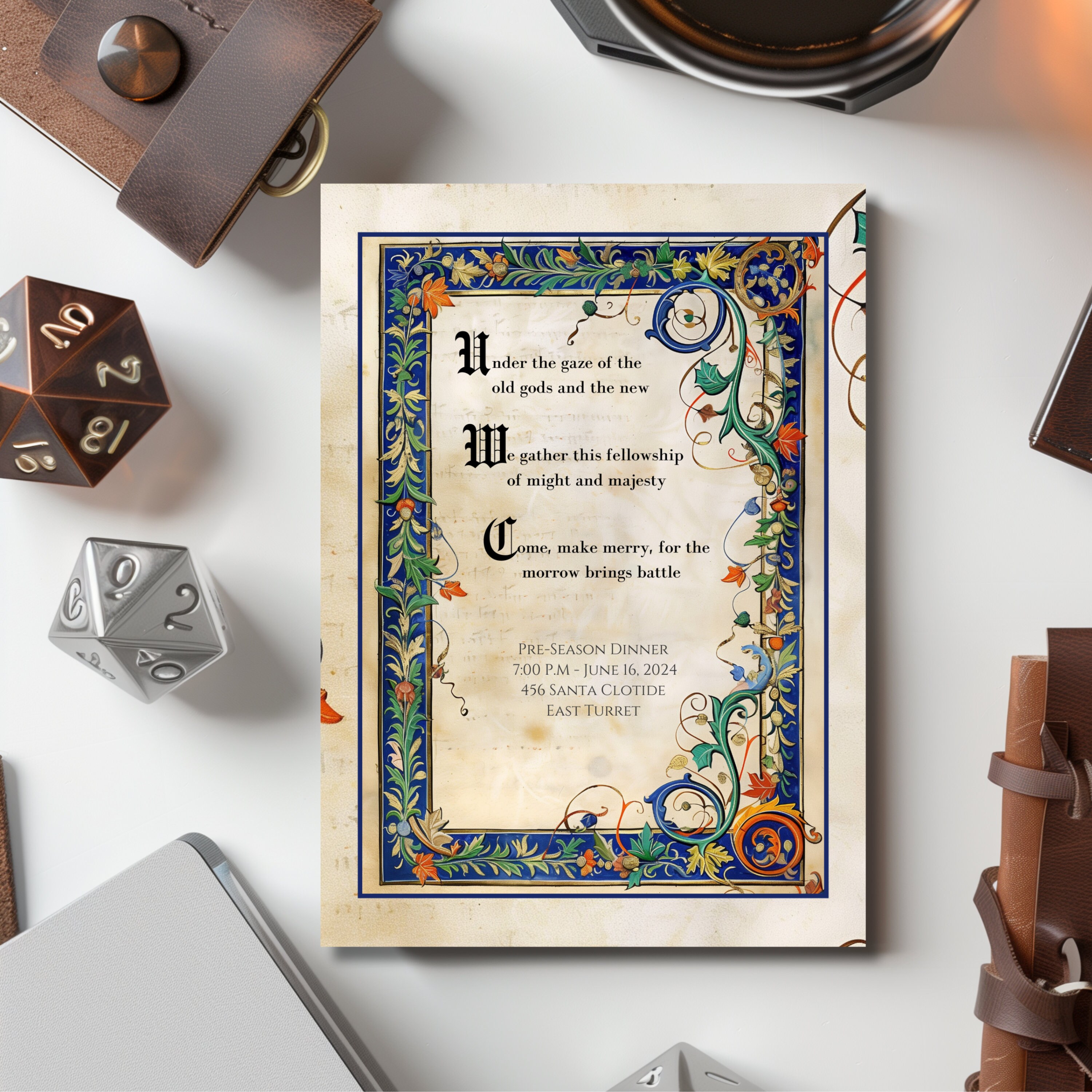 Editable Medieval Feast Party Invitation - Illuminated Manuscript ...