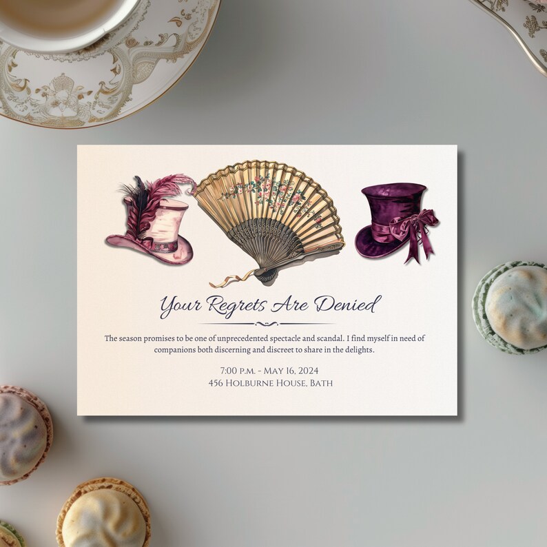 Editable Regency Watch Party Invitation for Fans of Historical Romance ...