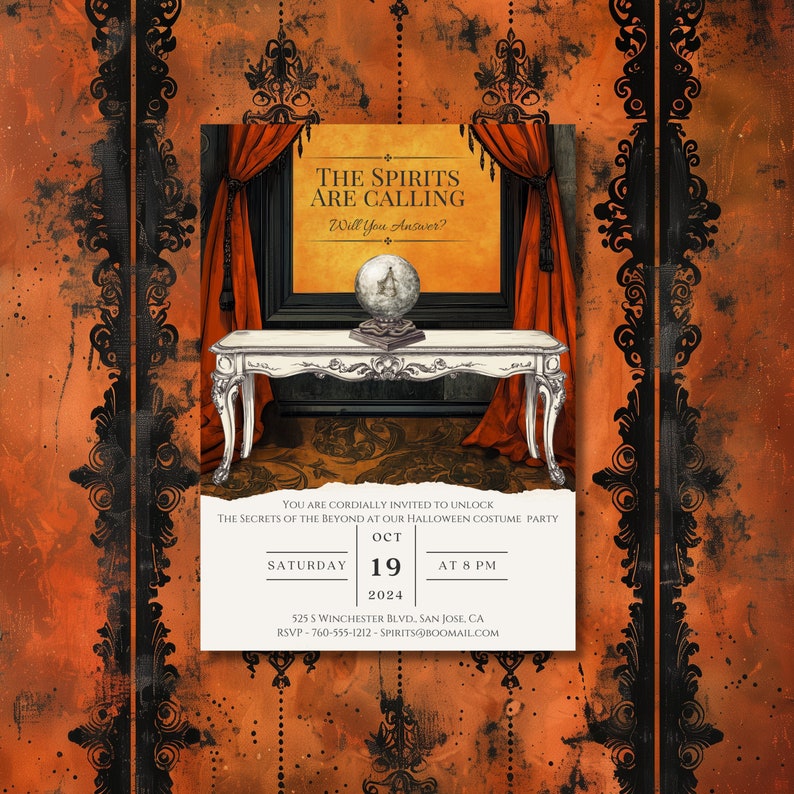Customizable Halloween Seance Invitation: Victorian Gothic Occult Theme ...