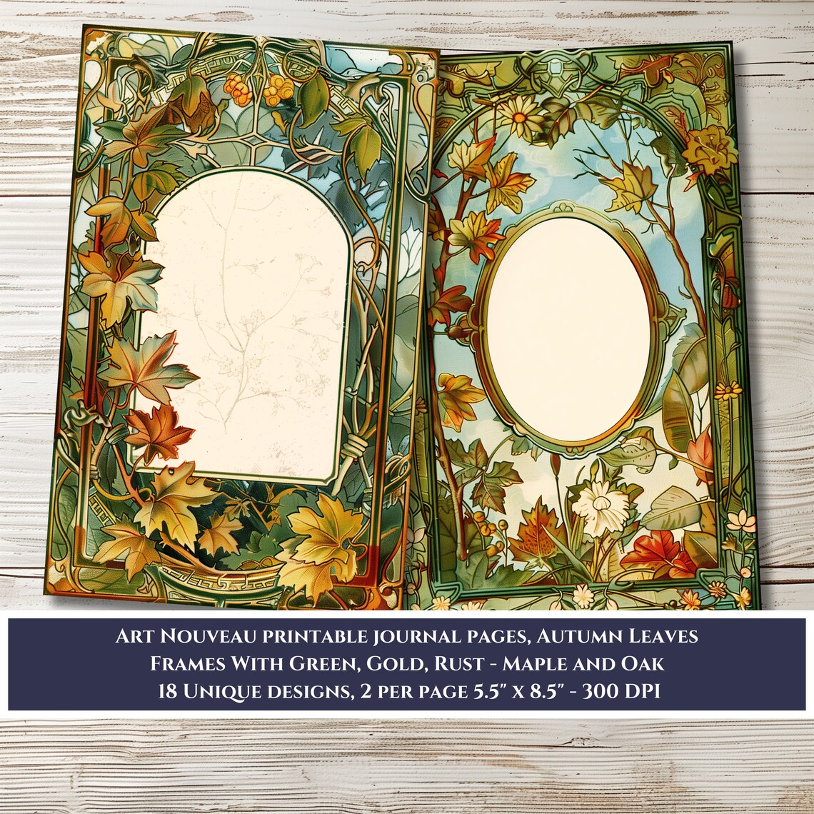 Printable Journal Kit Frames - 18 Half Page Images for Scrapbooking ...