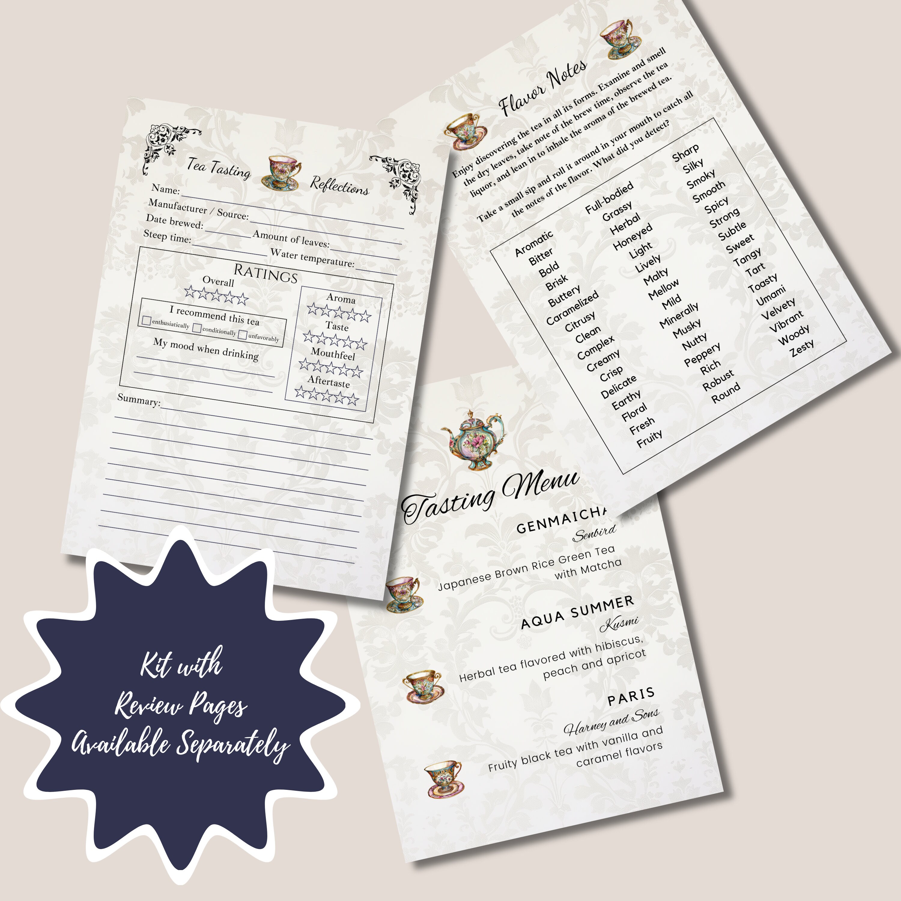 Afternoon Tea Editable Menu - Tasting Menu for High Tea Party With ...