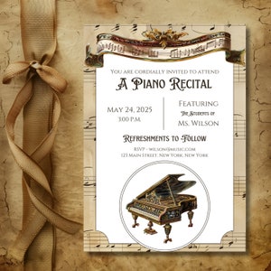 Editable Piano Recital Invitation - for Teachers, Performers, or ...