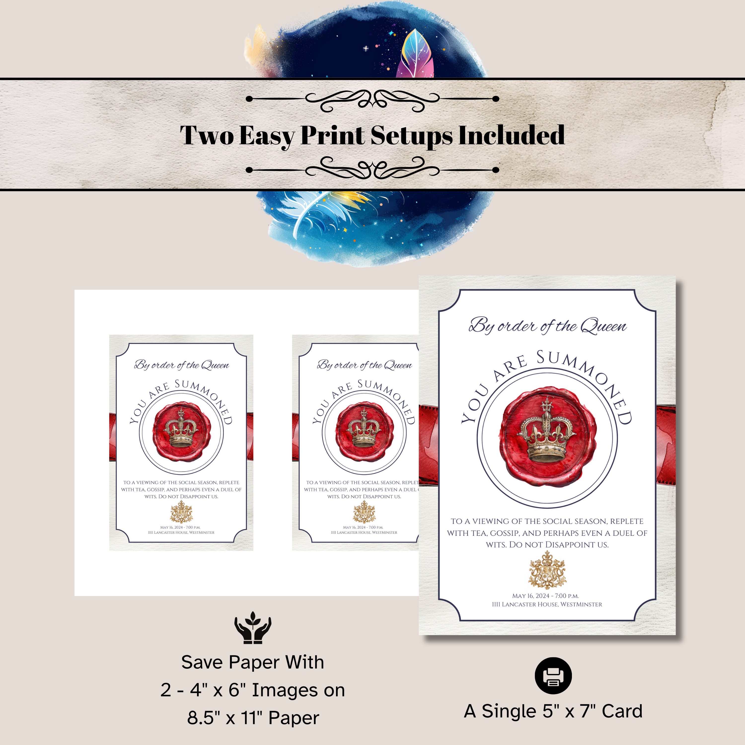 Editable Regency Gossip Night Invitation - by Order of the Queen With ...