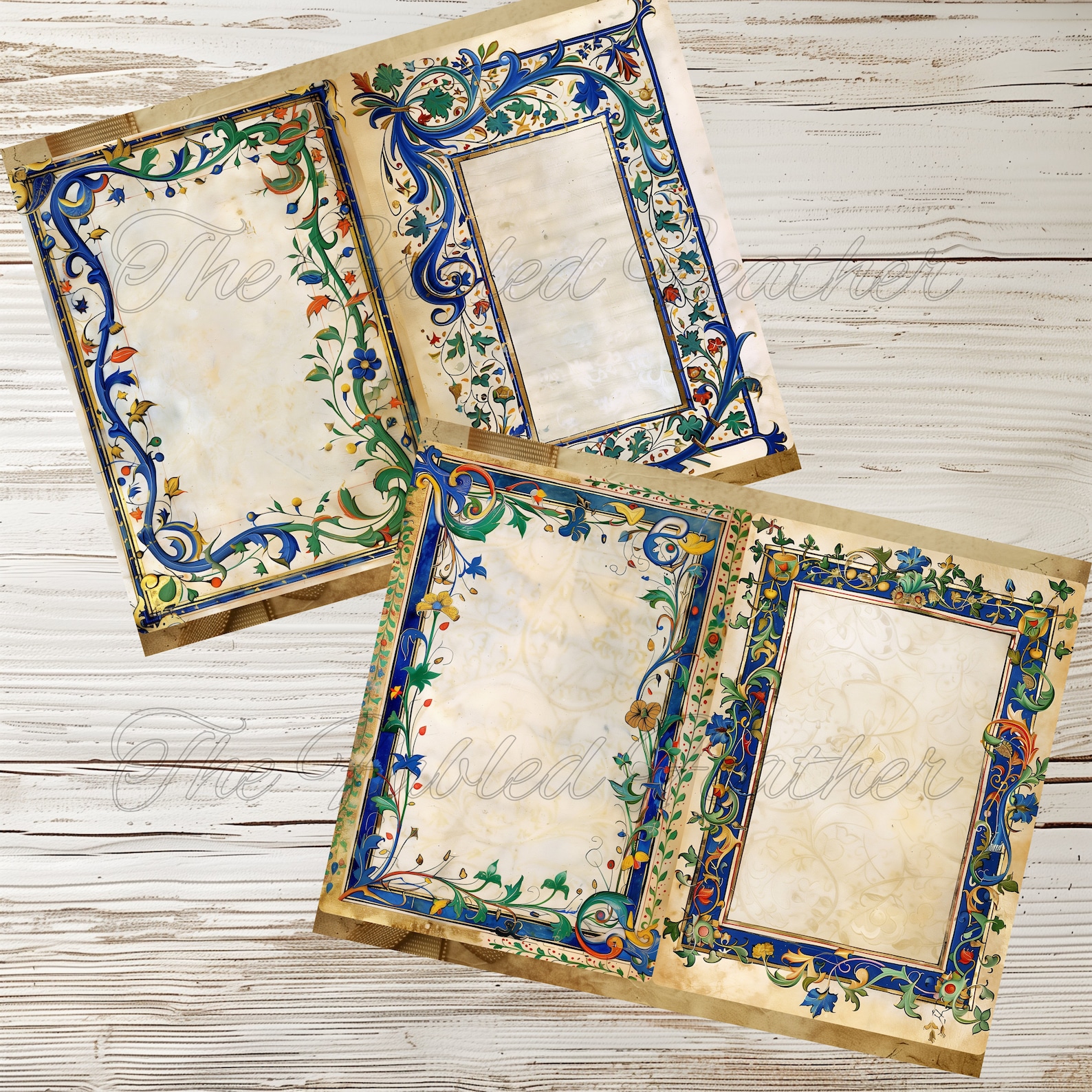 Printable Journal Kit Frames - 16 Half Page Images for Scrapbooking ...