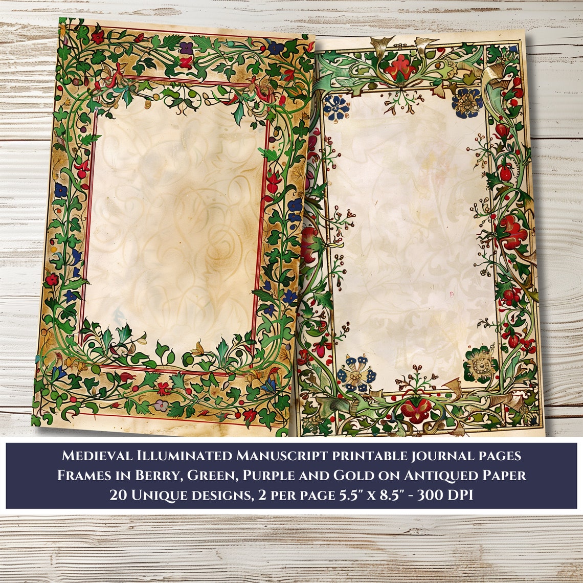 Printable Journal Kit Frames - 20 Half Page Images for Scrapbooking ...