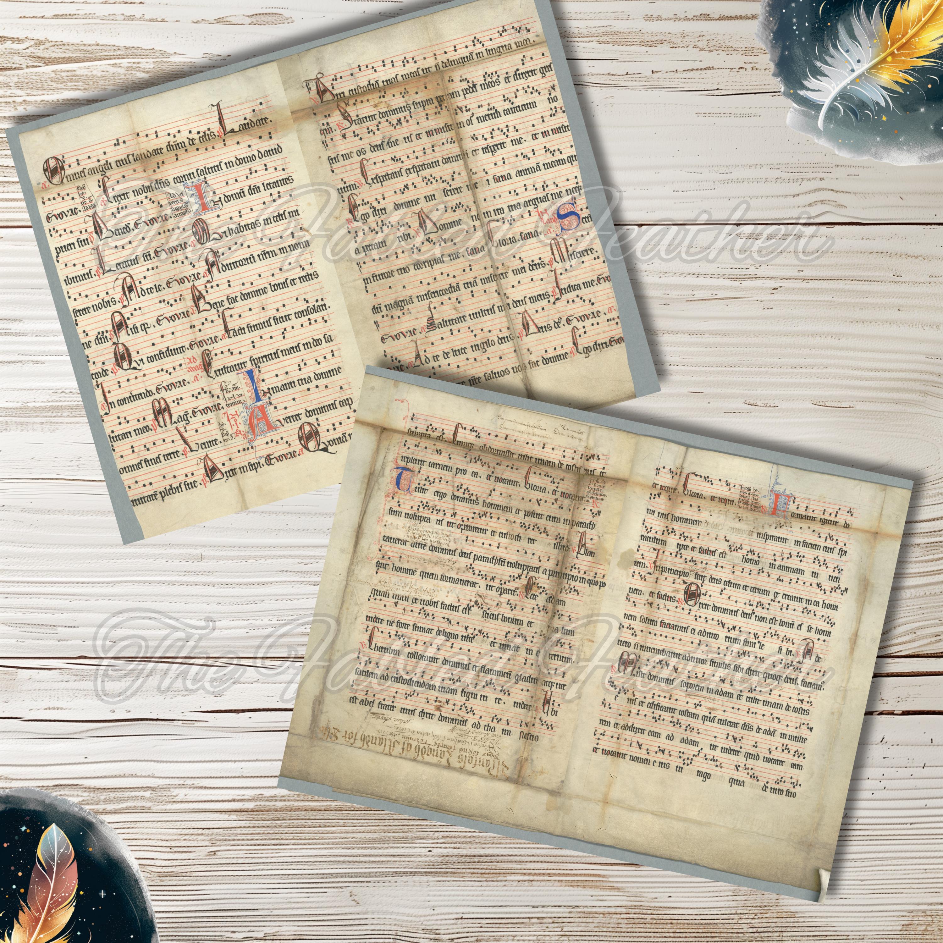Printable Medieval Music Papers - 12 Half Page Historic Parchments for ...