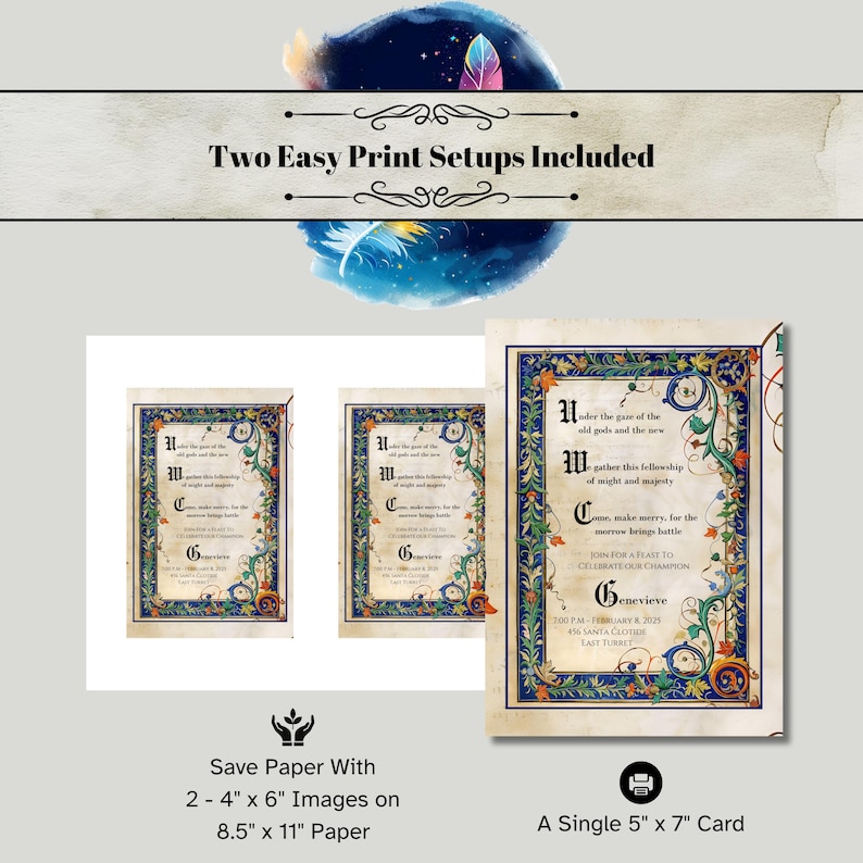 Editable Medieval Feast Party Invitation - Illuminated Manuscript ...