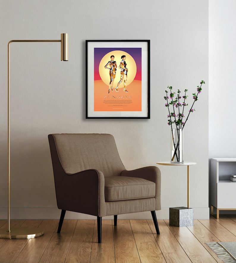 Zendaya Poster Dune: Part Two Mugler Robot Suit Retro Poster Movie ...