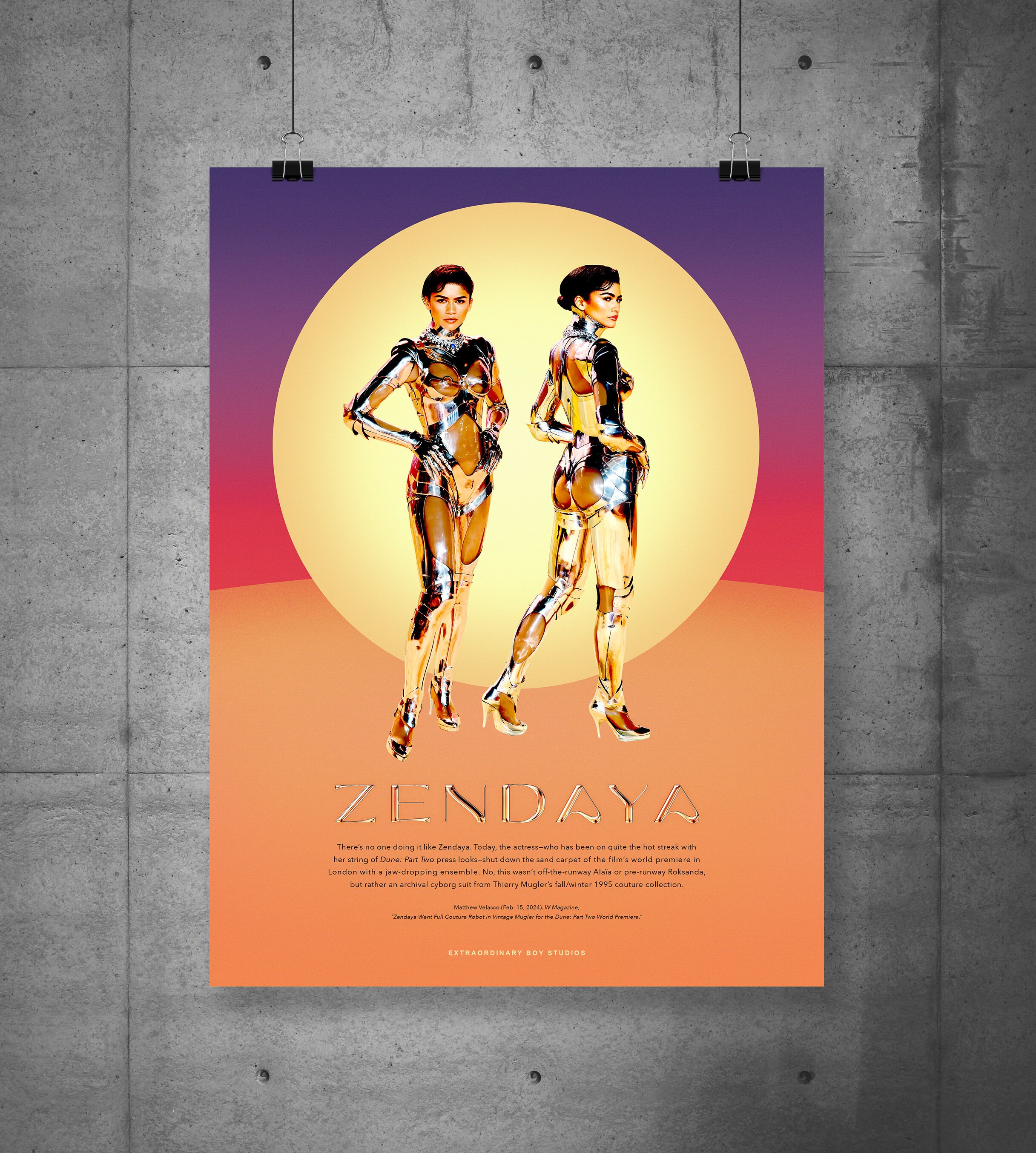 Zendaya Poster Dune: Part Two Mugler Robot Suit Retro Poster Movie ...