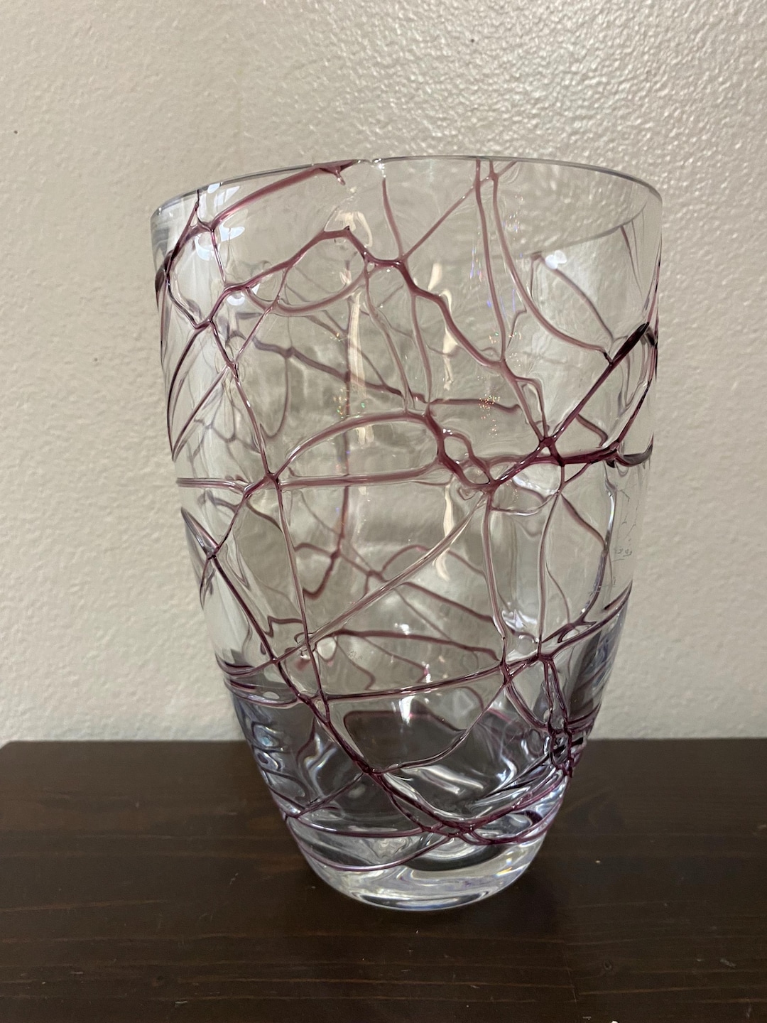 Art Glass Deep Purple and Clear Glass Vase ~ Murano Style - Etsy