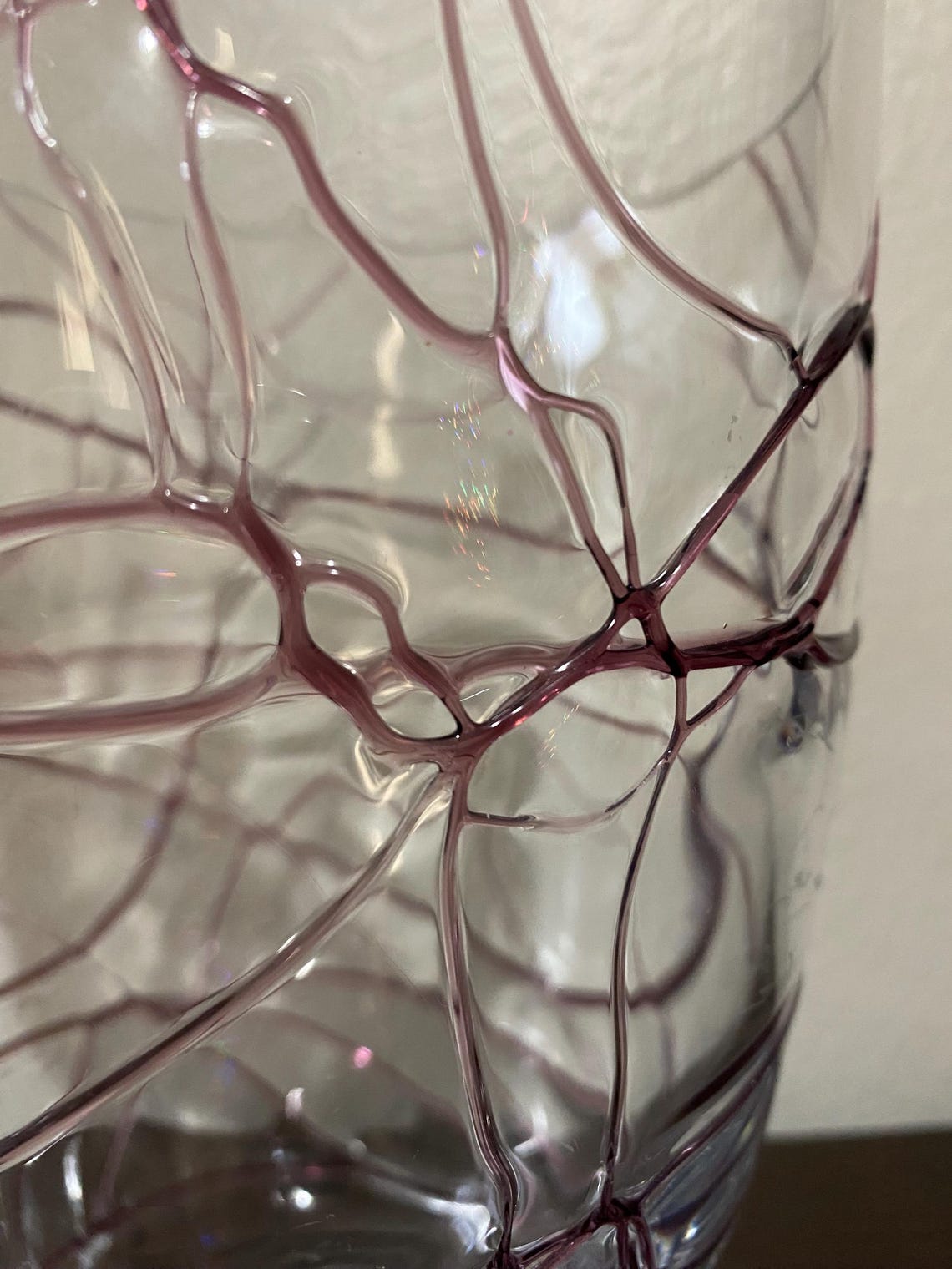 Art Glass Deep Purple and Clear Glass Vase ~ Murano Style - Etsy