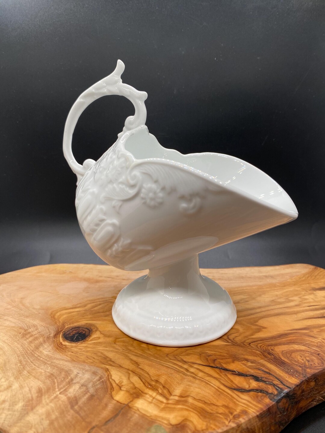 Vintage Sugar Scuttle White Floral Scroll Pattern - Etsy