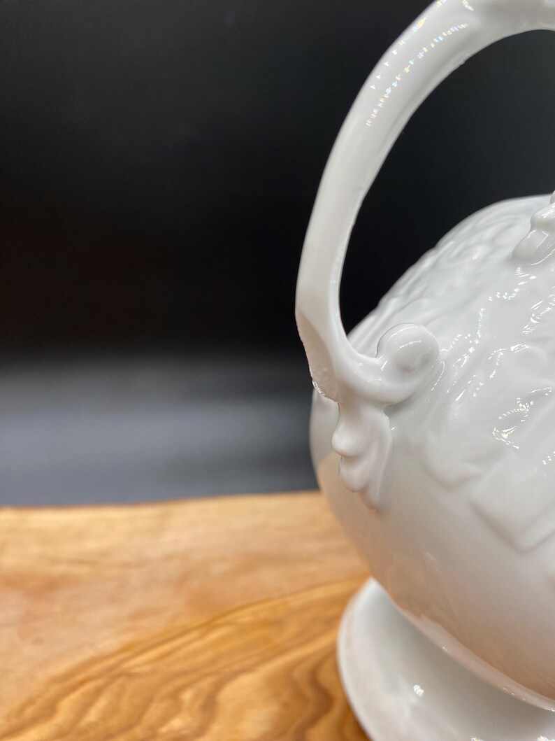 Vintage Sugar Scuttle White Floral Scroll Pattern - Etsy