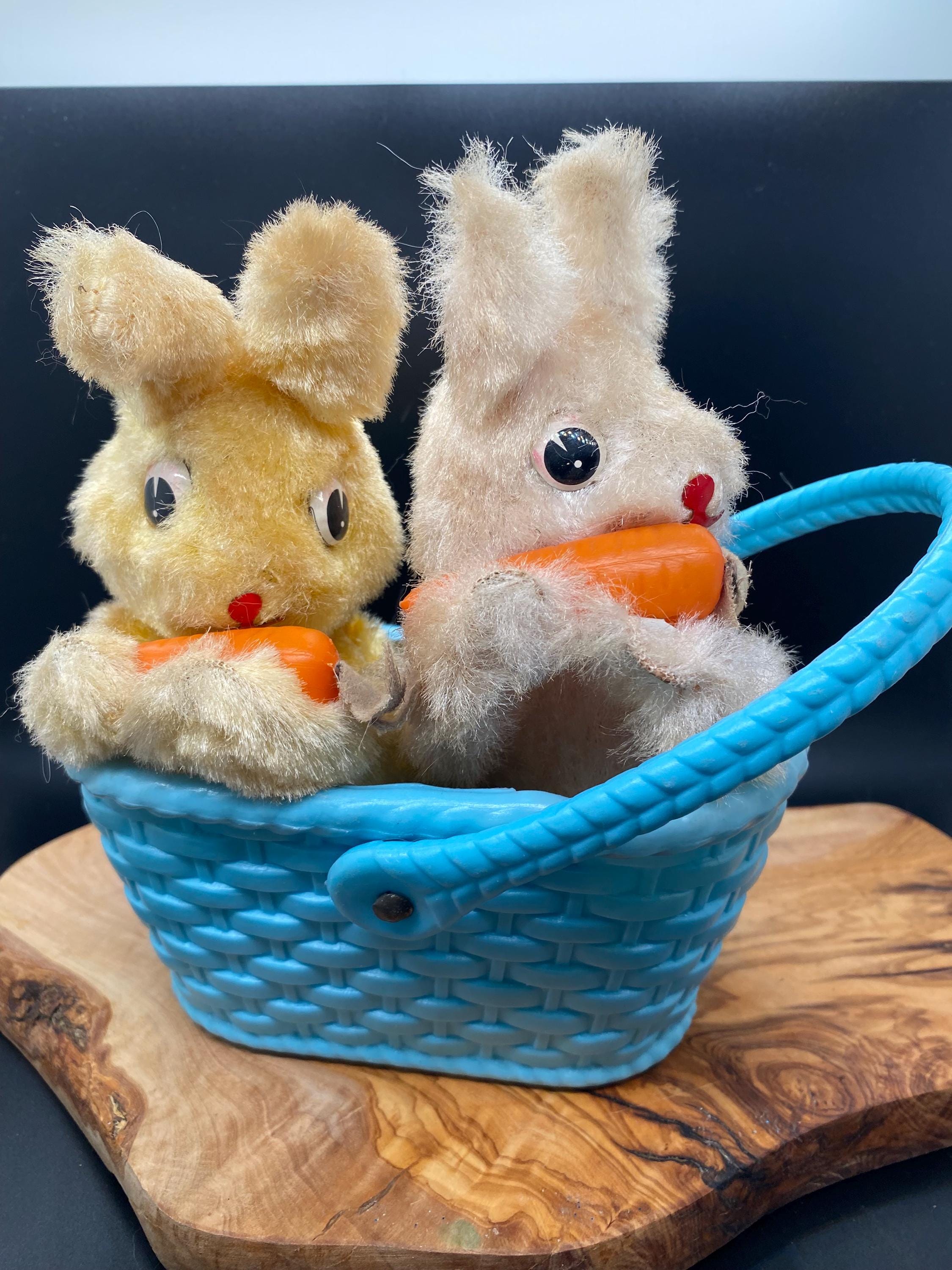 Vintage Japanese Made Mechanical Bunny Toy in Celluloid Basket. 1950’s ...