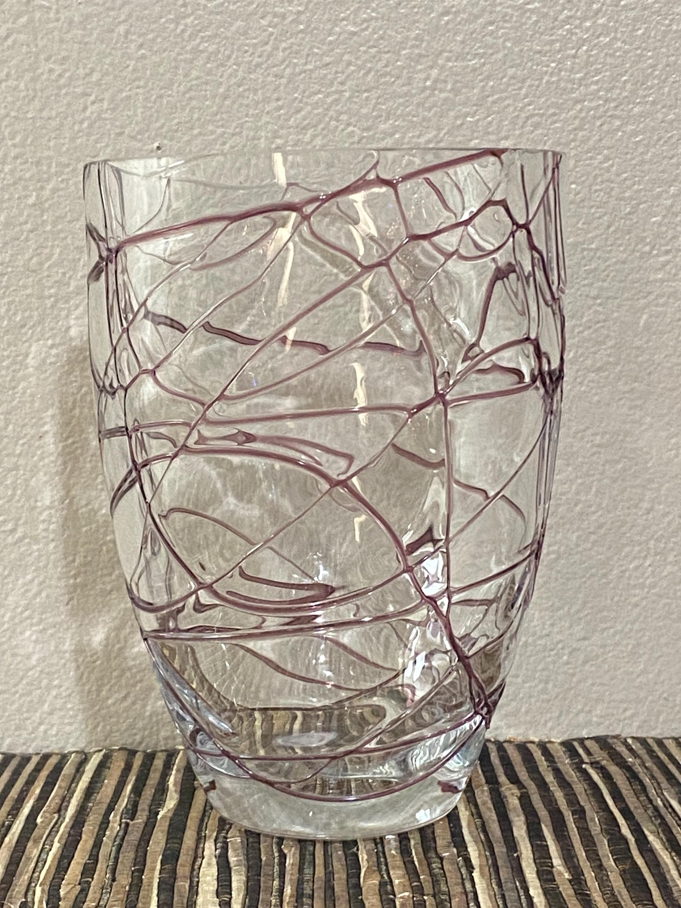 Art Glass Deep Purple and Clear Glass Vase ~ Murano Style - Etsy