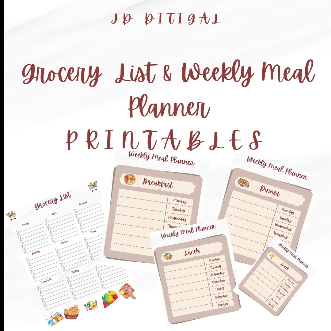 Printable Grocery List & Weekly Meal Planner Organize Your Kitchen ...