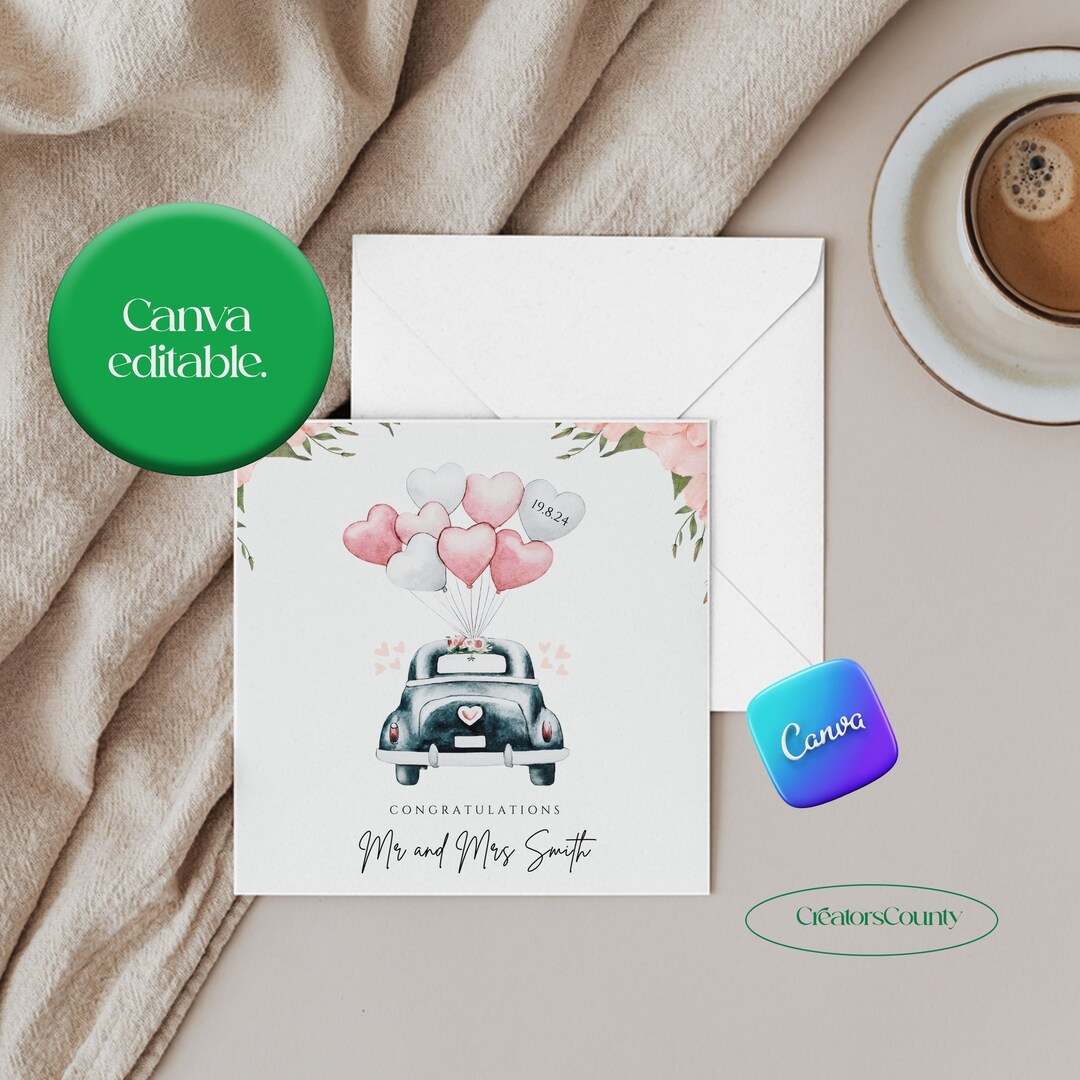 Personalized Congratulatory Wedding Card Template, Newly Weds Card ...