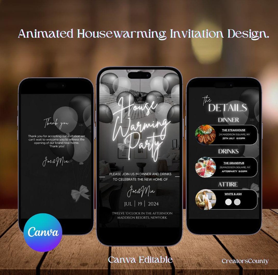 Digital Housewarming Party Invitation, Animated House Warming Invite ...