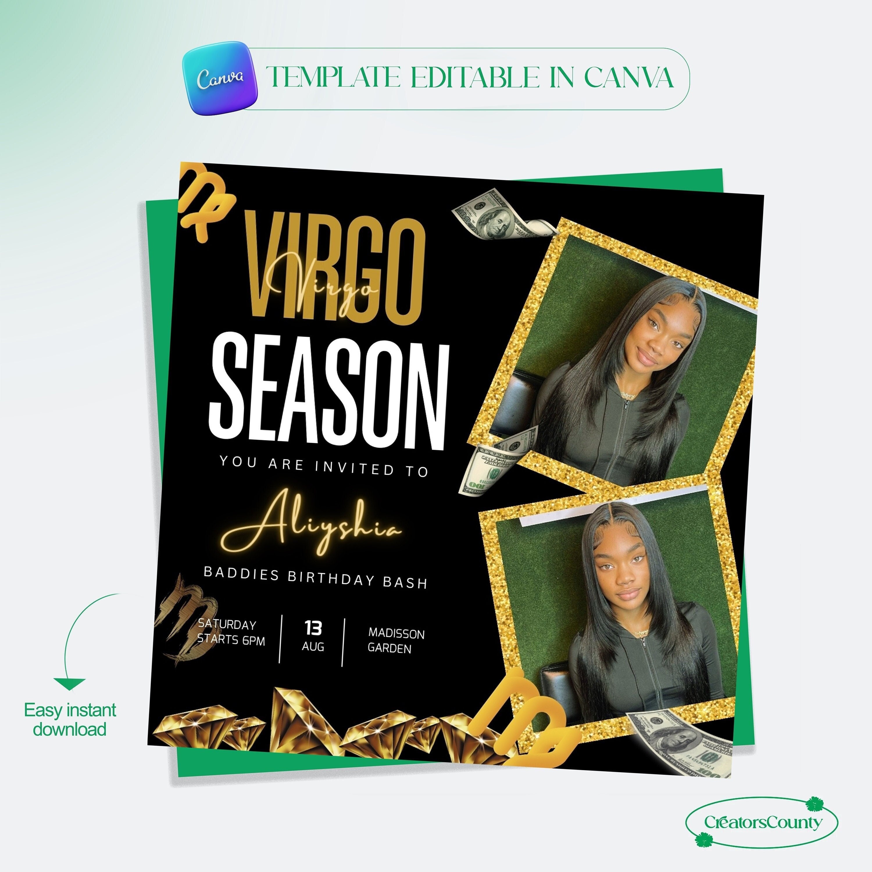 Virgo Birthday Flyer, Virgo Bash Flyer, Birthday Flyer, Zodiac Party ...